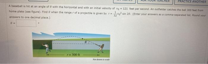 Solved PRACTICE ANOTHER A baseball is hit at an angle of e | Chegg.com