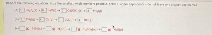 Solved Balance the following equations. (Use the smallest | Chegg.com