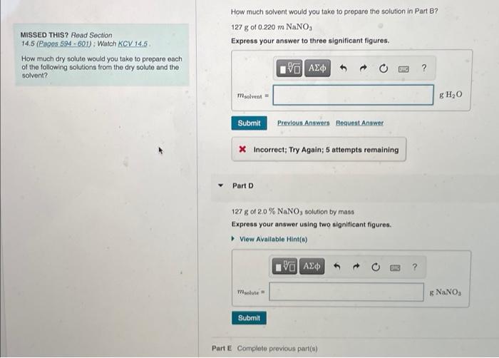 X Incorrect; Try Again; 5 attempts remaining Part D | Chegg.com
