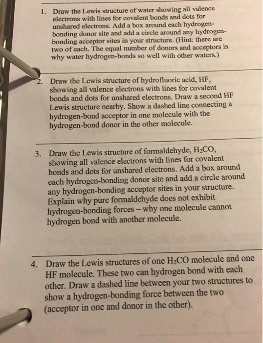 Solved 1. Draw the Lewis structure of water showing all | Chegg.com