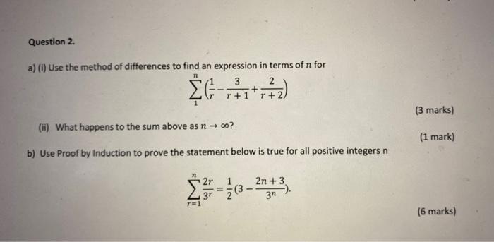 Solved Question 2 a) () Use the method of differences to | Chegg.com