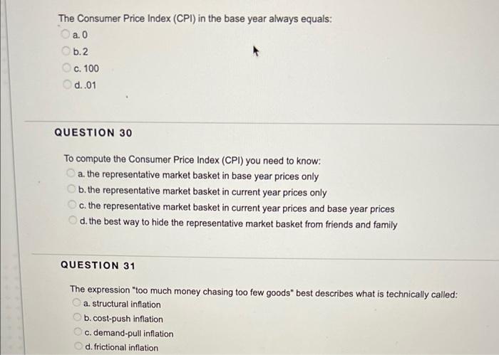 Solved The Consumer Price Index (CPI) in the base year | Chegg.com