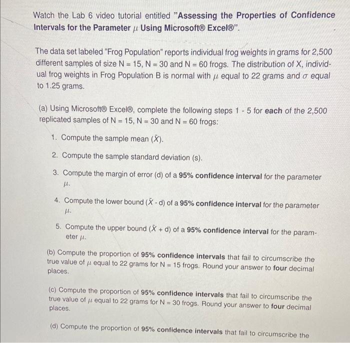 Solved The data set labeled "Frog Population" reports | Chegg.com