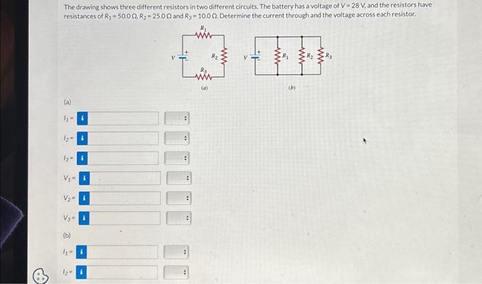 Solved The drawing shows three different resistors in two | Chegg.com
