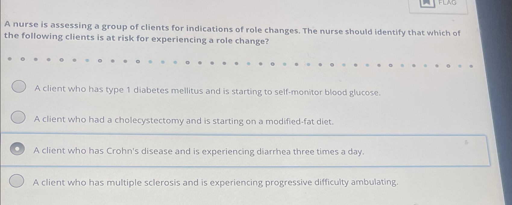 Solved FLAGA nurse is assessing a group of clients for | Chegg.com