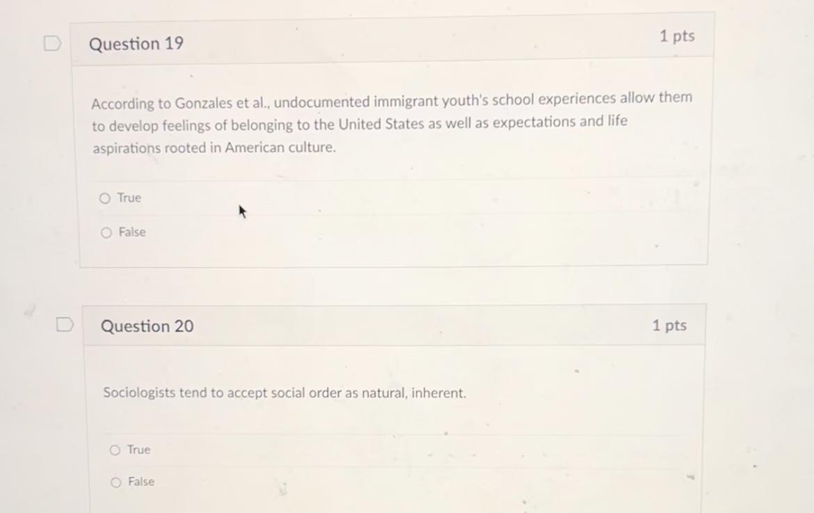 Solved 1 ﻿ptsAccording to Gonzales et al., ﻿undocumented | Chegg.com