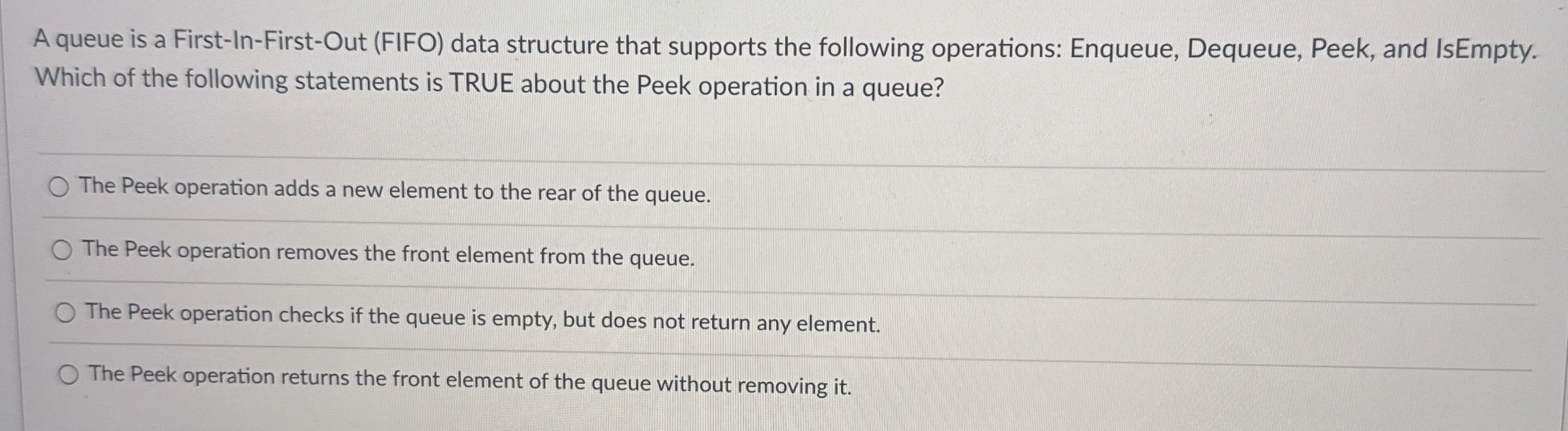 Solved A queue is a First-In-First-Out (FIFO) ﻿data | Chegg.com