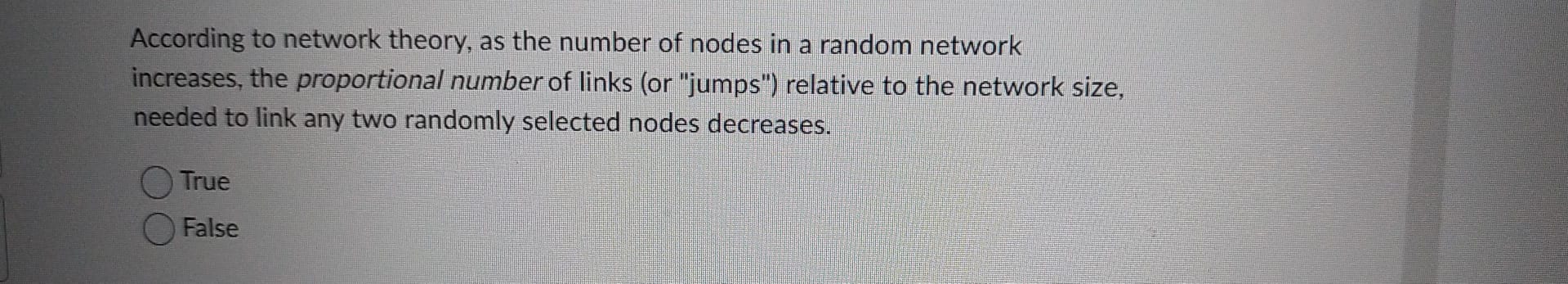 Solved According to network theory, as the number of nodes | Chegg.com