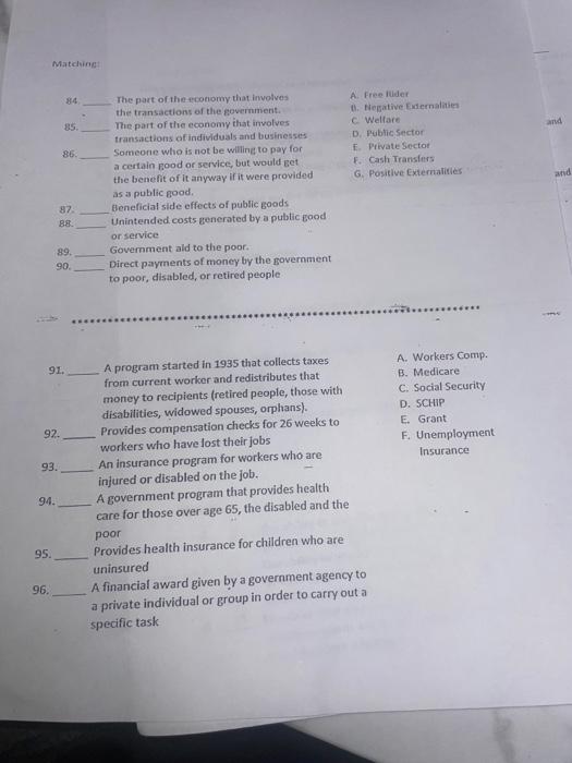 Solved 84. The part of the -economy that imolves A. | Chegg.com