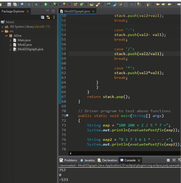 Solved Postfix Implementation in Java | Chegg.com