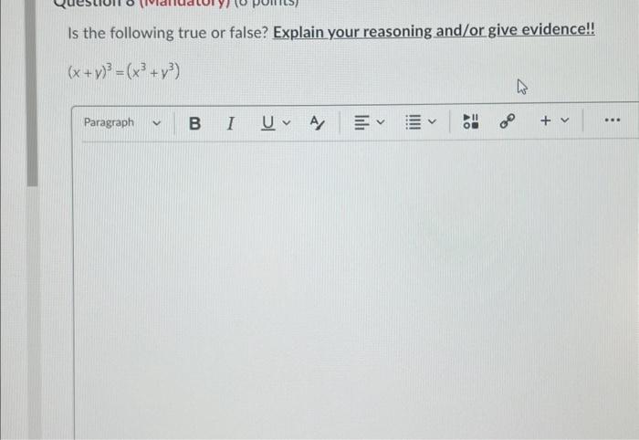 Solved Is the following true or false? Explain your | Chegg.com