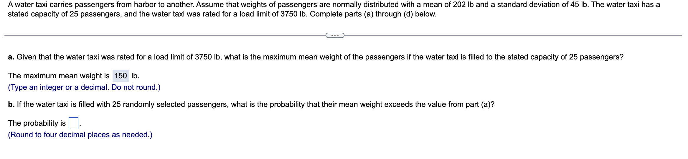 Solved stated capacity of 25 ﻿passengers, and the water taxi | Chegg.com
