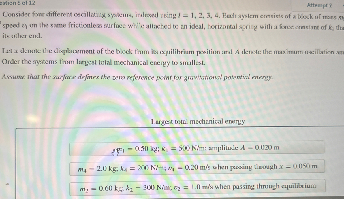 Solved estion 8 ﻿of 12Attempt 2Consider four different | Chegg.com