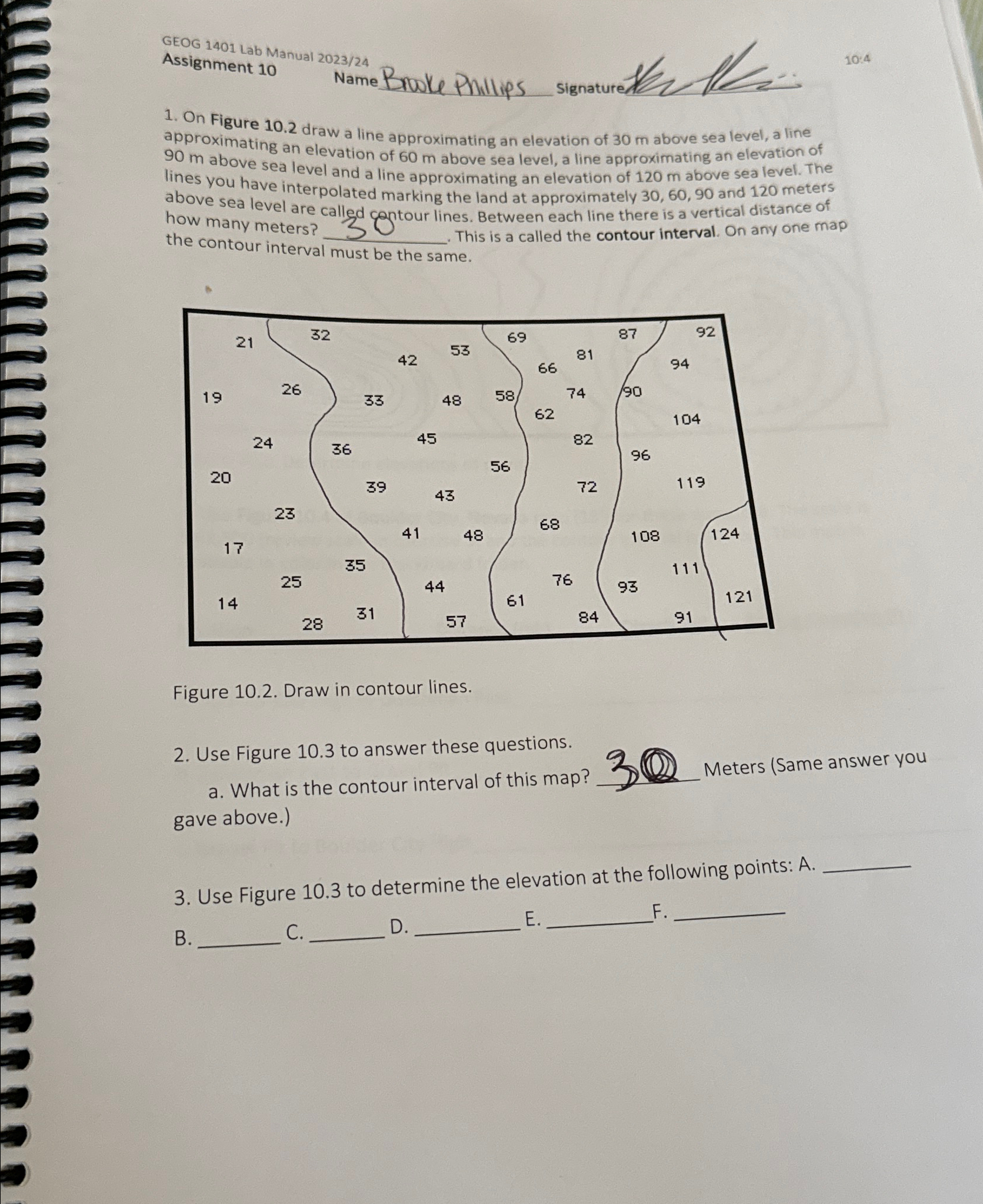 GEOG 1401 ﻿Lab Manual 2023/24Assignment 10NameBrokle | Chegg.com