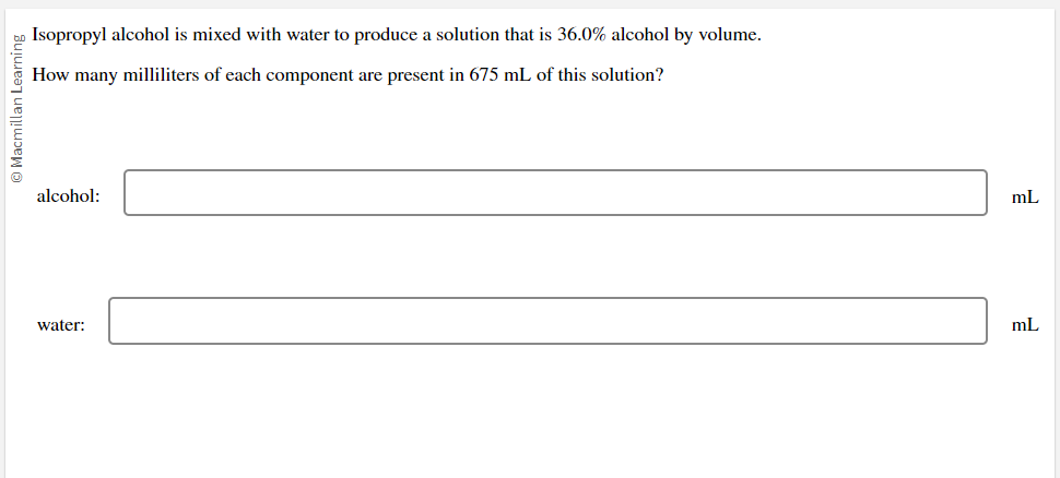 Solved Isopropyl alcohol is mixed with water to produce a | Chegg.com