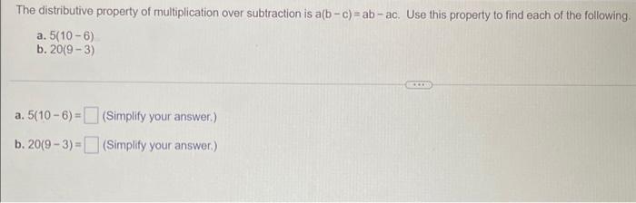 Solved The distributive property of multiplication over | Chegg.com