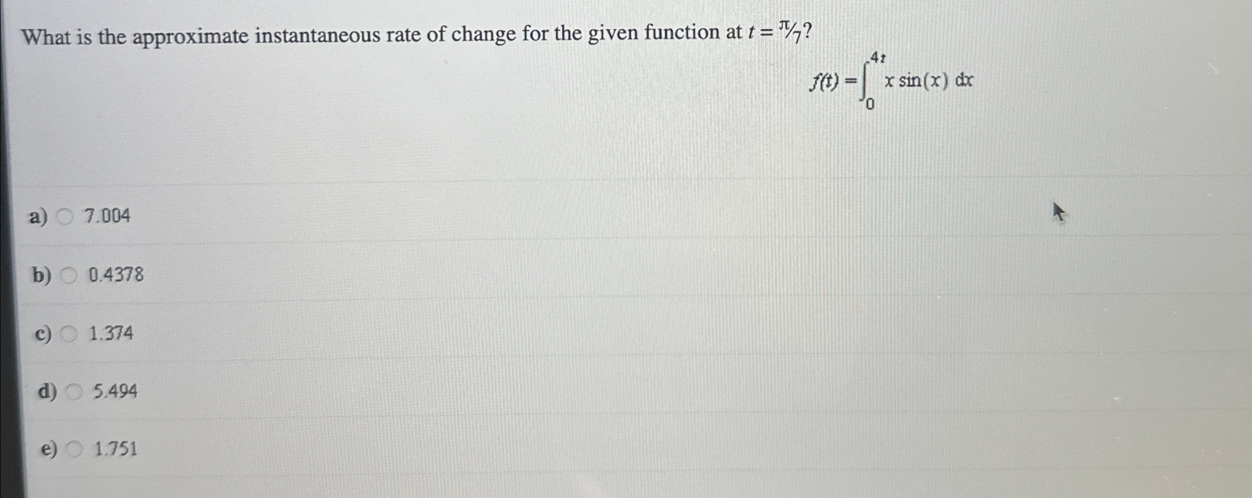 What is the approximate instantaneous rate of change | Chegg.com