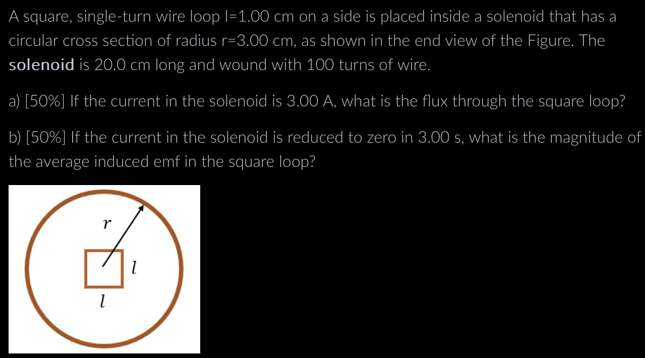 Solved A square, single-turn wire loop I=1.00cm ﻿on a side | Chegg.com