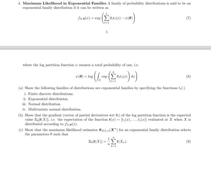 Solved 4. Maximum Likelihood in Exponential Families A | Chegg.com