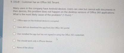 Solved OSUB - ﻿Customer has an Office 365 ﻿Tenant.Many users | Chegg.com