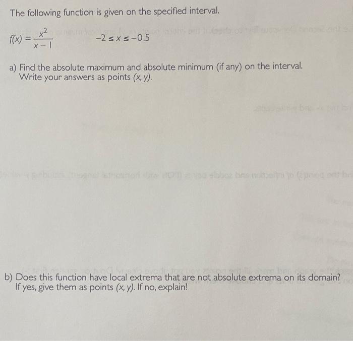 Solved The following function is given on the specified | Chegg.com