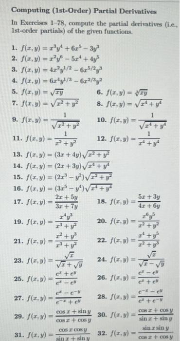 Solved Computing (1st-Order) Partial Derivatives In | Chegg.com