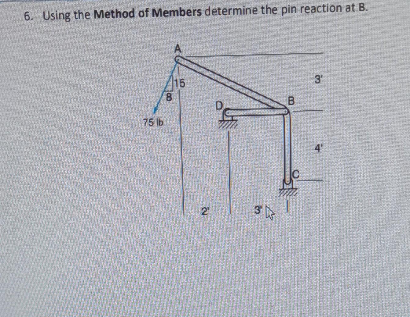 Solved 5. Using the Method of Members determine the | Chegg.com