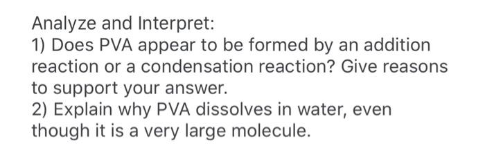 Solved Analyze and Interpret: 1) Does PVA appear to be | Chegg.com