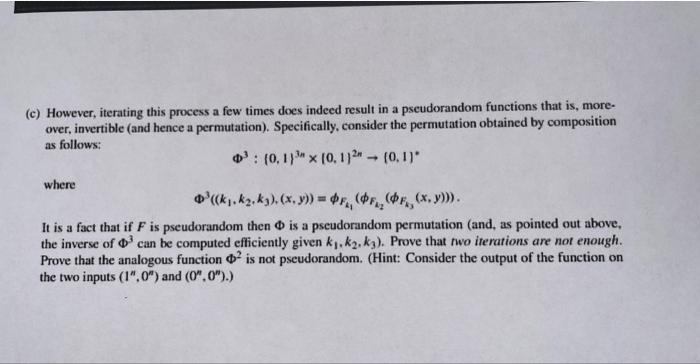 The Feistel permutation. Let F:(0,1}n×(0,1)n→(0,1)n | Chegg.com