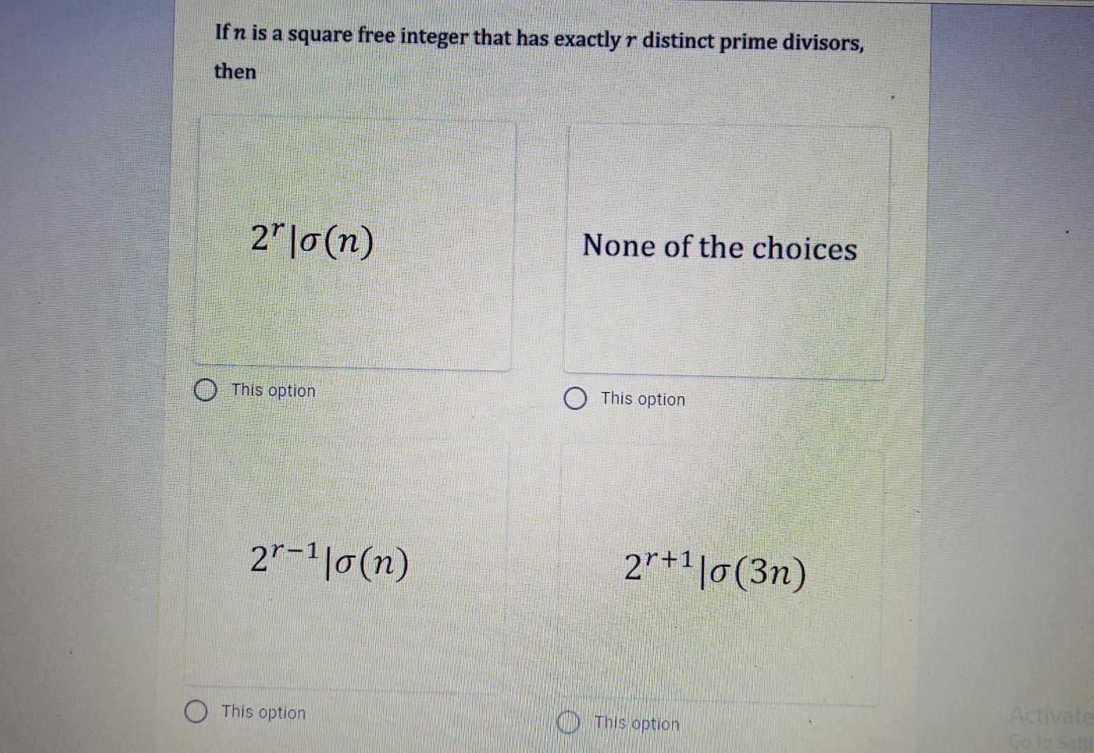 Solved If n is a square free integer that has exactly r | Chegg.com