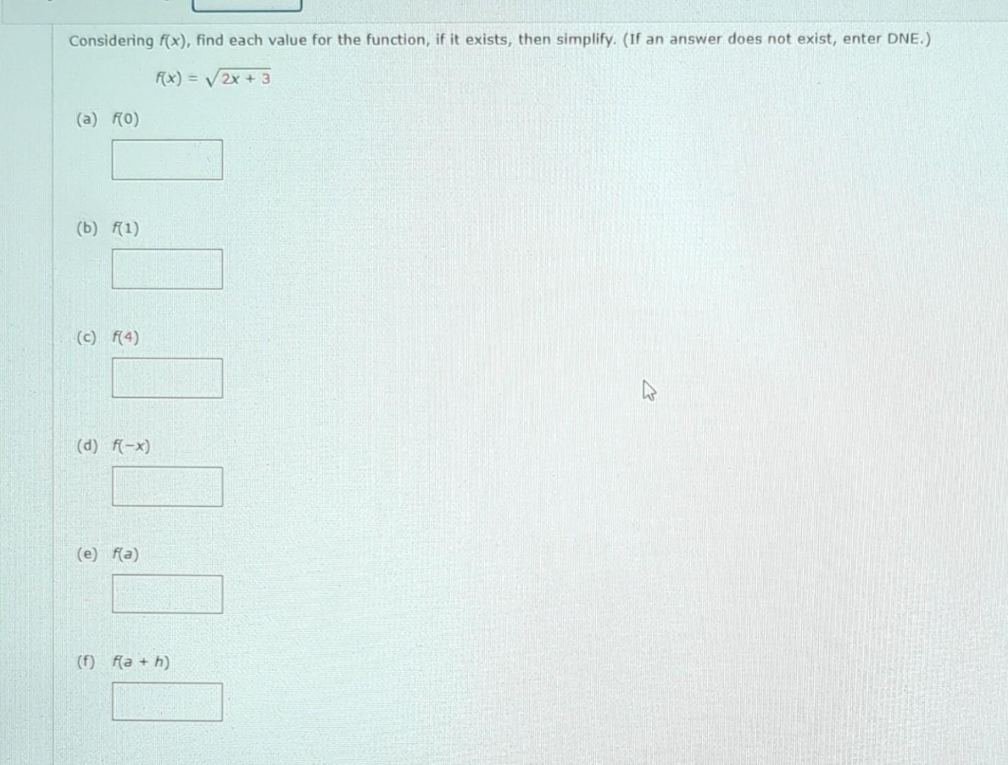 Solved Considering f(x), find each value for the function, | Chegg.com