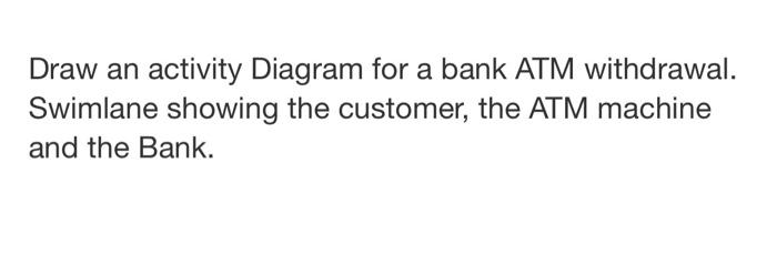 Solved Draw an activity Diagram for a bank ATM withdrawal. | Chegg.com