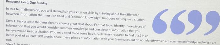Solved Response Post: Due Sunday In this team discussion, | Chegg.com