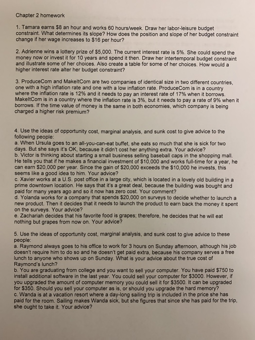 Solved Chapter 2 homework 1. Tamara earns $8 an hour and | Chegg.com