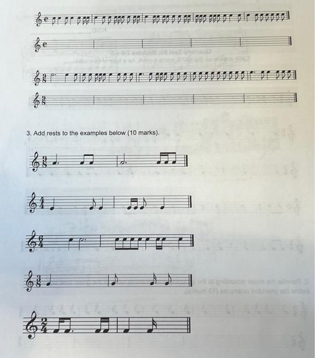 1. Add barlines to the following examples ( 15 | Chegg.com