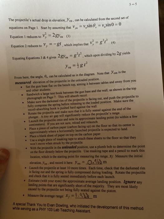 5-1 Lab 5: Projectile Motion Objective: Predict where | Chegg.com