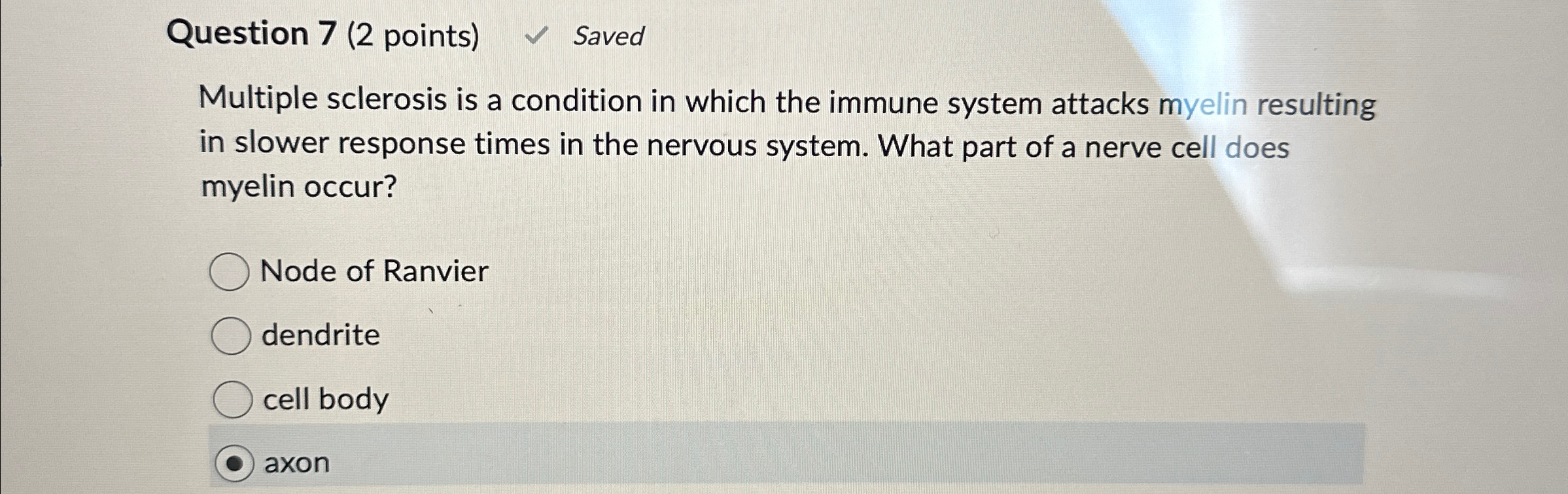 Solved Question 7 (2 ﻿points)SavedMultiple sclerosis is a | Chegg.com