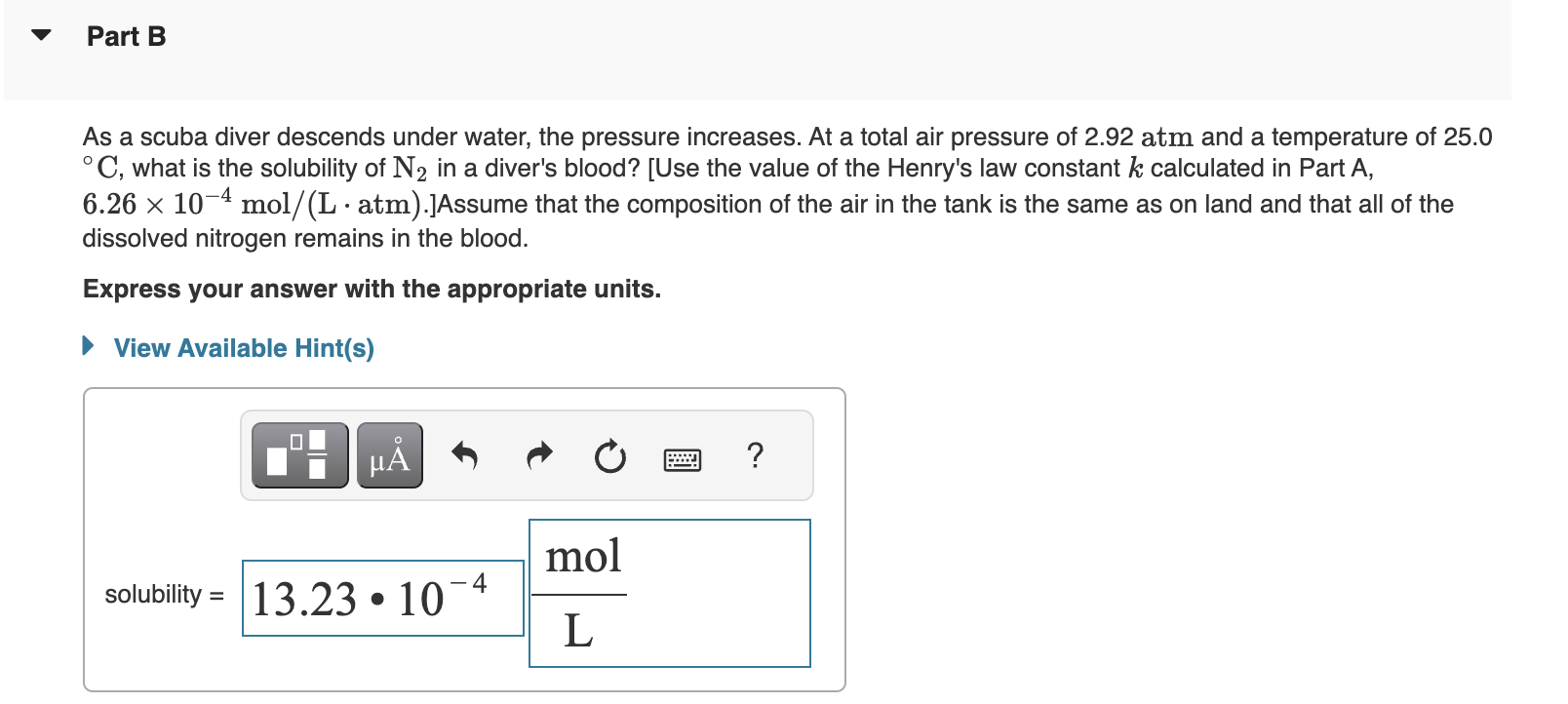 Solved As a scuba diver descends under water, the pressure | Chegg.com
