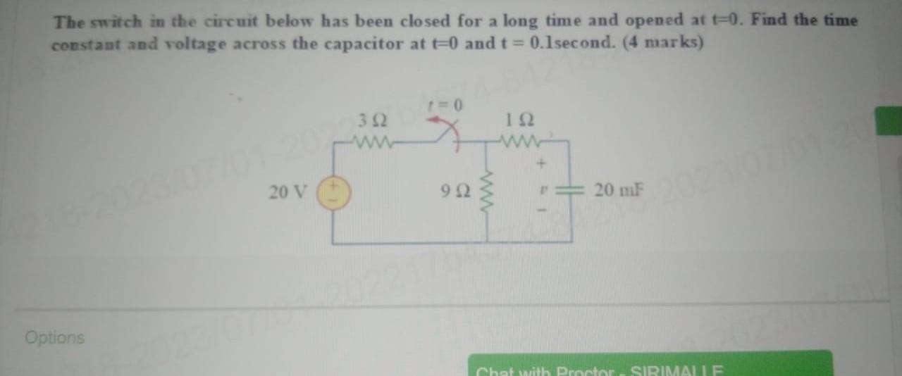 Solved The switch in the circuit below has been closed for a | Chegg.com