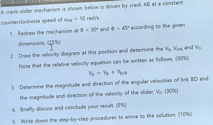 Solved crank-slider mechanism is shown below is driven by | Chegg.com