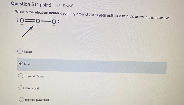Solved Question 5 (1 point) Saved What is the electron | Chegg.com
