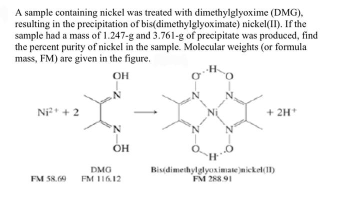 Solved A sample containing nickel was treated with | Chegg.com