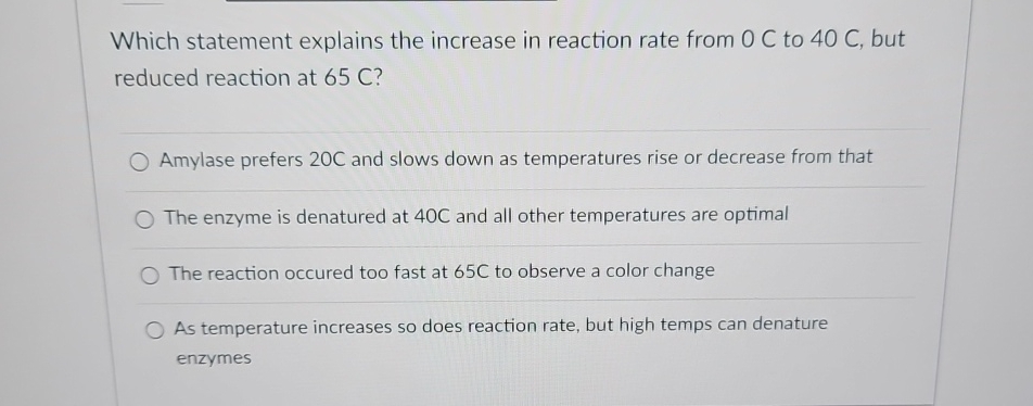 Solved Which statement explains the increase in reaction | Chegg.com