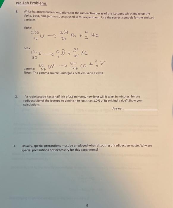Solved 1. Write balanced nuclear equations for the | Chegg.com