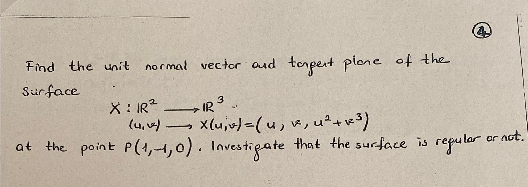 Solved Find the unit normal vector and tagent plane of the | Chegg.com