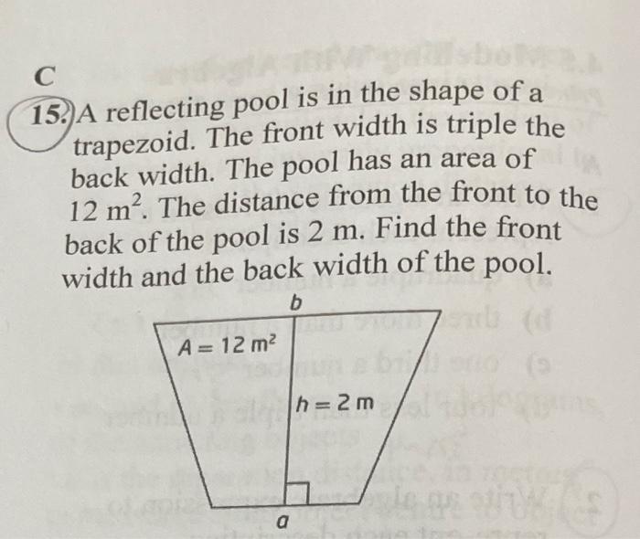 Solved C 15. A reflecting pool is in the shape of a | Chegg.com