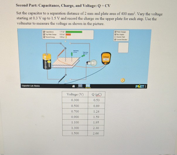 Second Part: Capacitance, Charge, and Voltage: Q=CV | Chegg.com