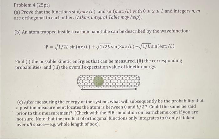 Solved Problem 1 (20pt) (a) Solve the 1-D TISE for a | Chegg.com