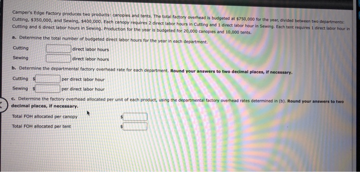 Solved Camper's Edge Factory produces two products: canopies | Chegg.com