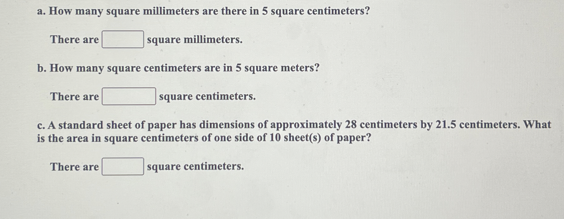 Solved a. ﻿How many square millimeters are there in 5 | Chegg.com